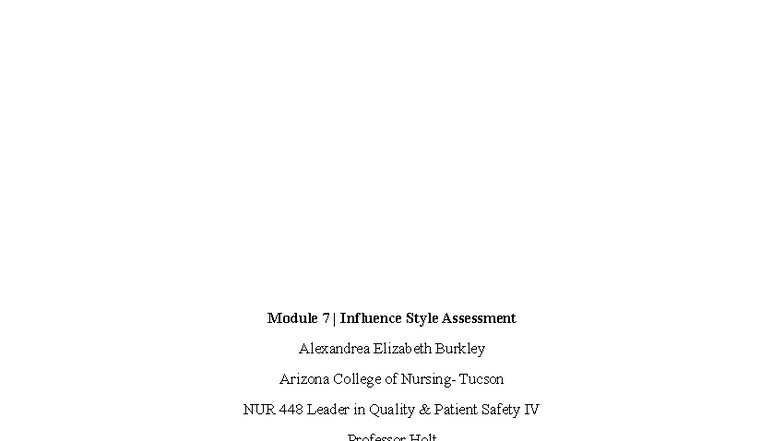 Module 7 Influence Style Assessment - Module 7 | Influence Style ...