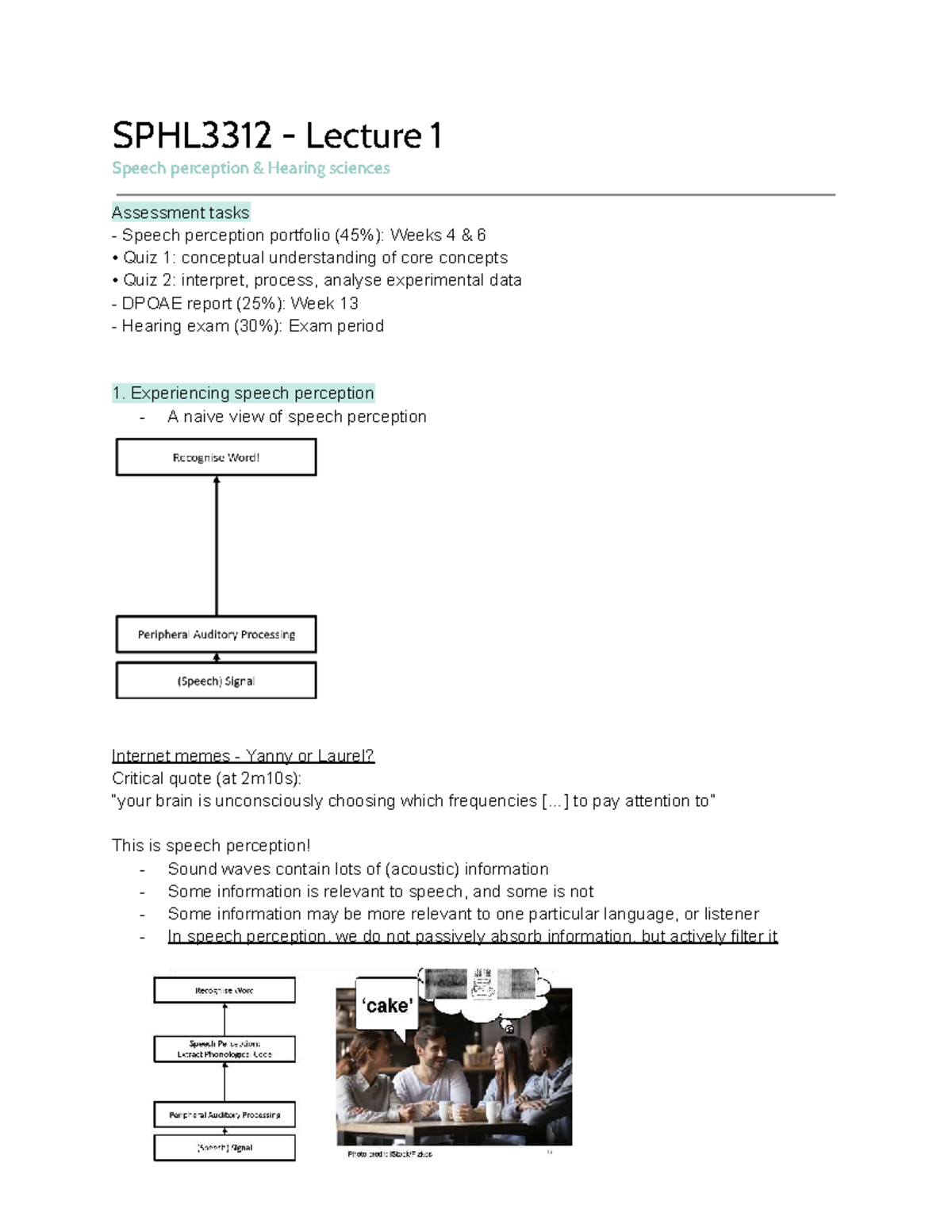 SPHL3312 - Lecture 1: Speech Perception & Hearing Sciences - Studocu