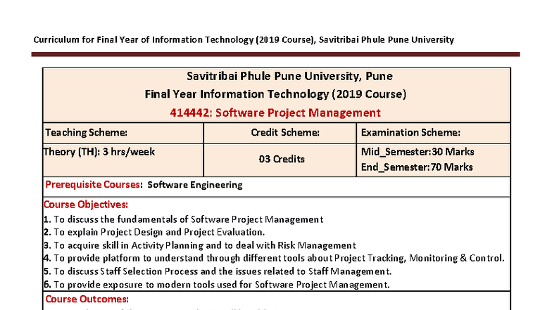 SPM - BE IT Final Year Curriculum (2019 Course) at SPPU - Studocu