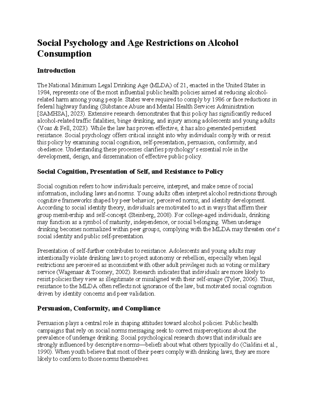 Social Psychology and MLDA: Understanding Alcohol Consumption ...