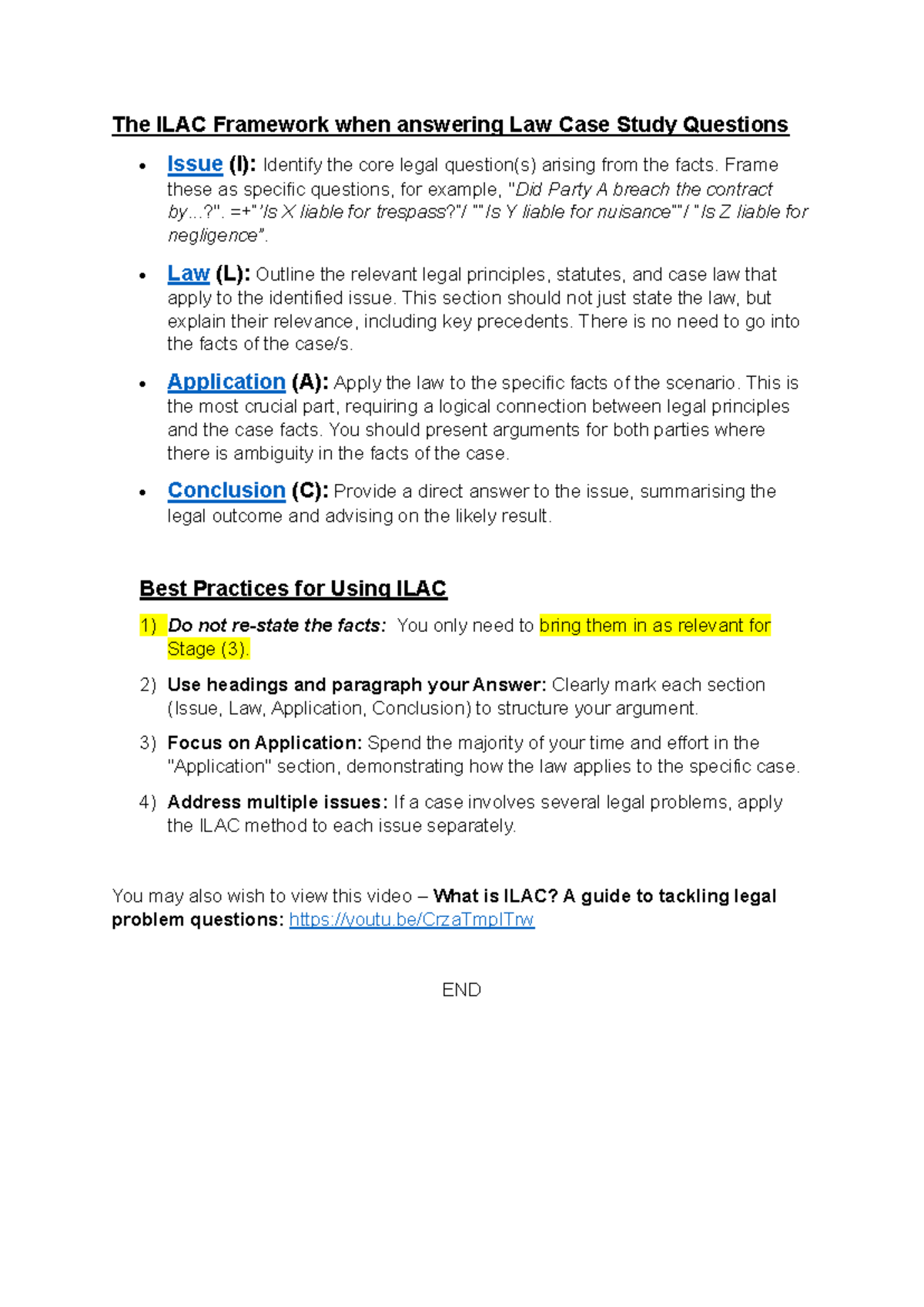 ILAC Framework for Law Case Study Questions: A Comprehensive Guide ...