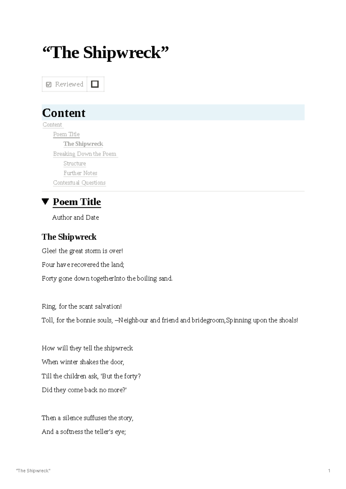 The Shipwreck Analysis: Insights into the Poem's Themes and Structure ...