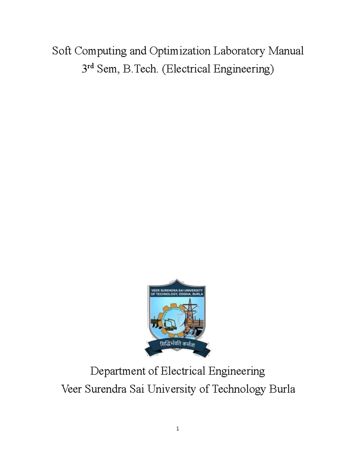 Soft Computing & Optimization Lab Manual (B.Tech 3rd Sem, EE) - Studocu