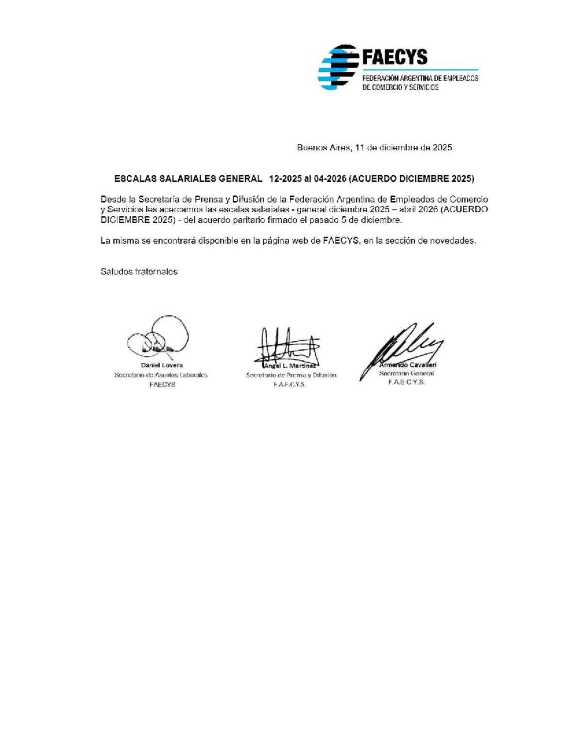 Circular Escalas Salariales Diciembre 2025 - Abril 2026 CCT 130/75 ...