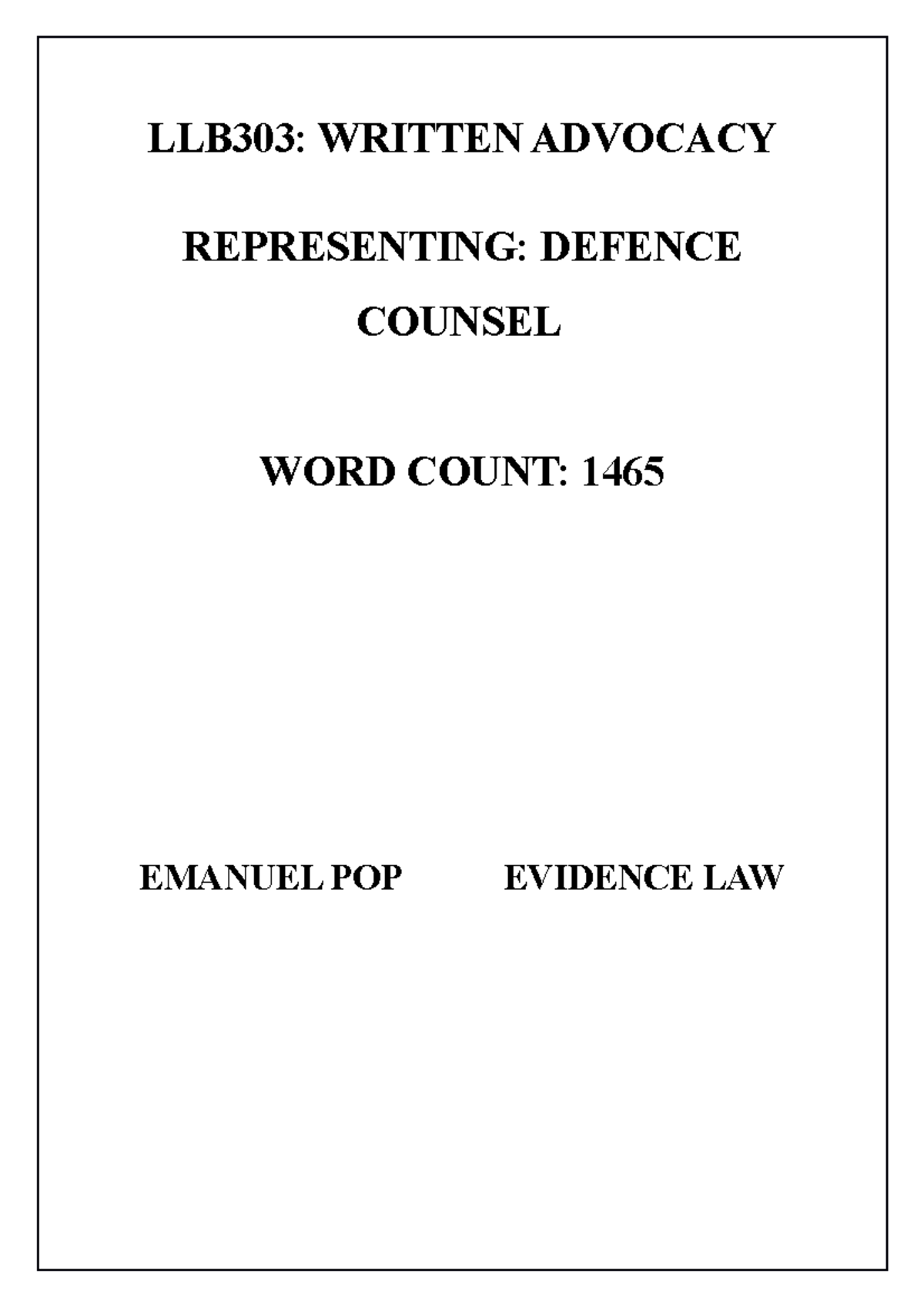 LLB303 assignment worth 20% 2021 - received 7 - LLB303 - QUT - Studocu