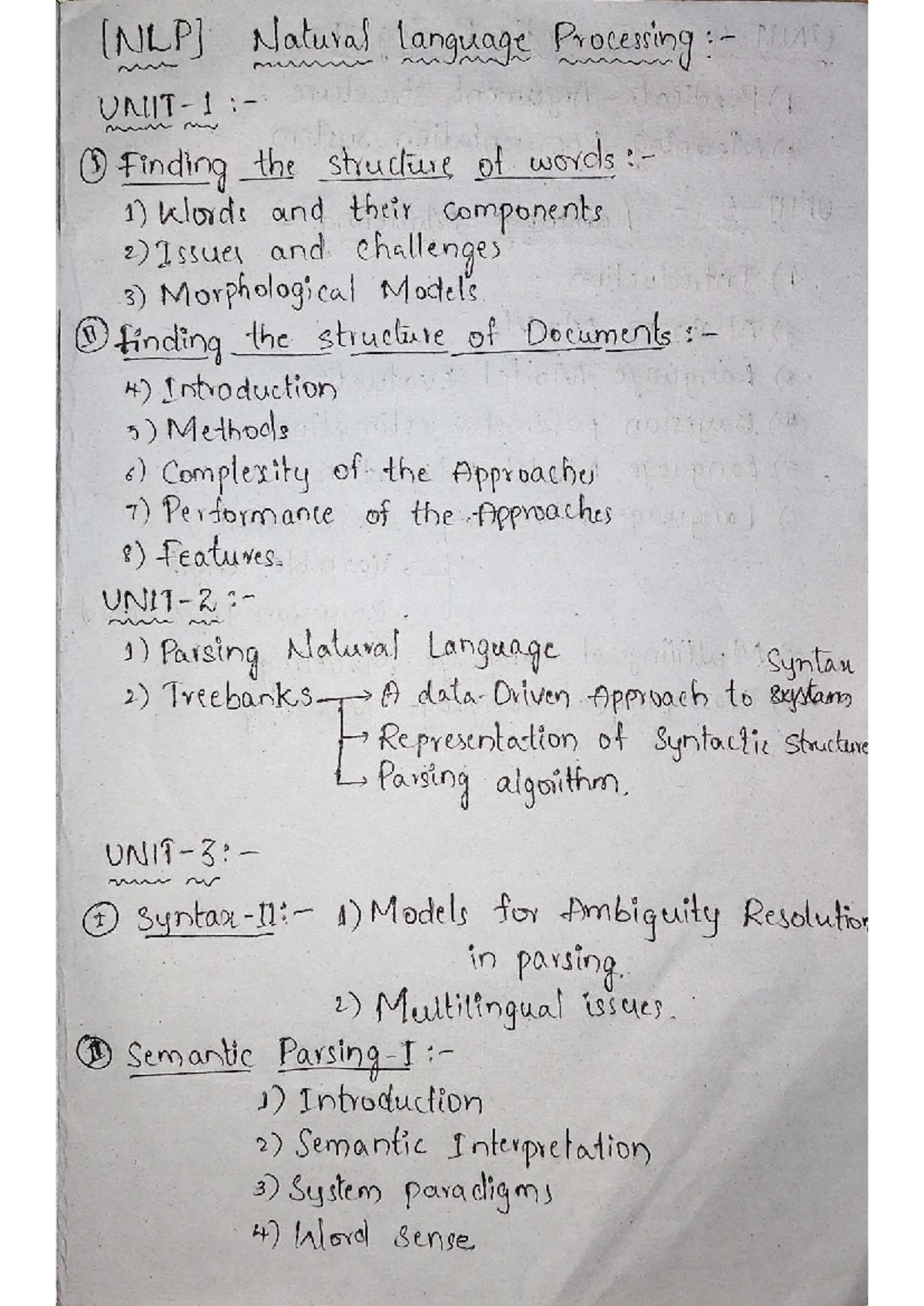 NLP-1,2,3 Units Notes: Structure of Words and Documents - Studocu