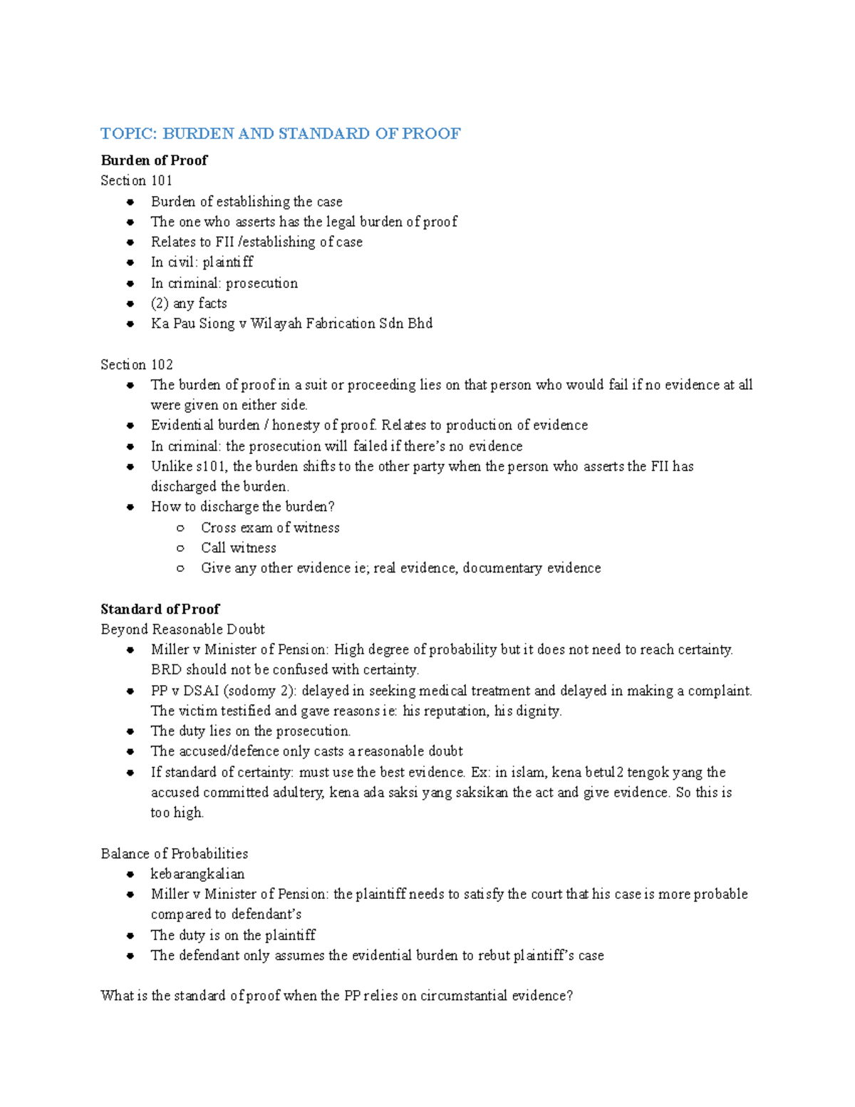 Burden And Standard Of Proof - TOPIC: BURDEN AND STANDARD OF PROOF ...