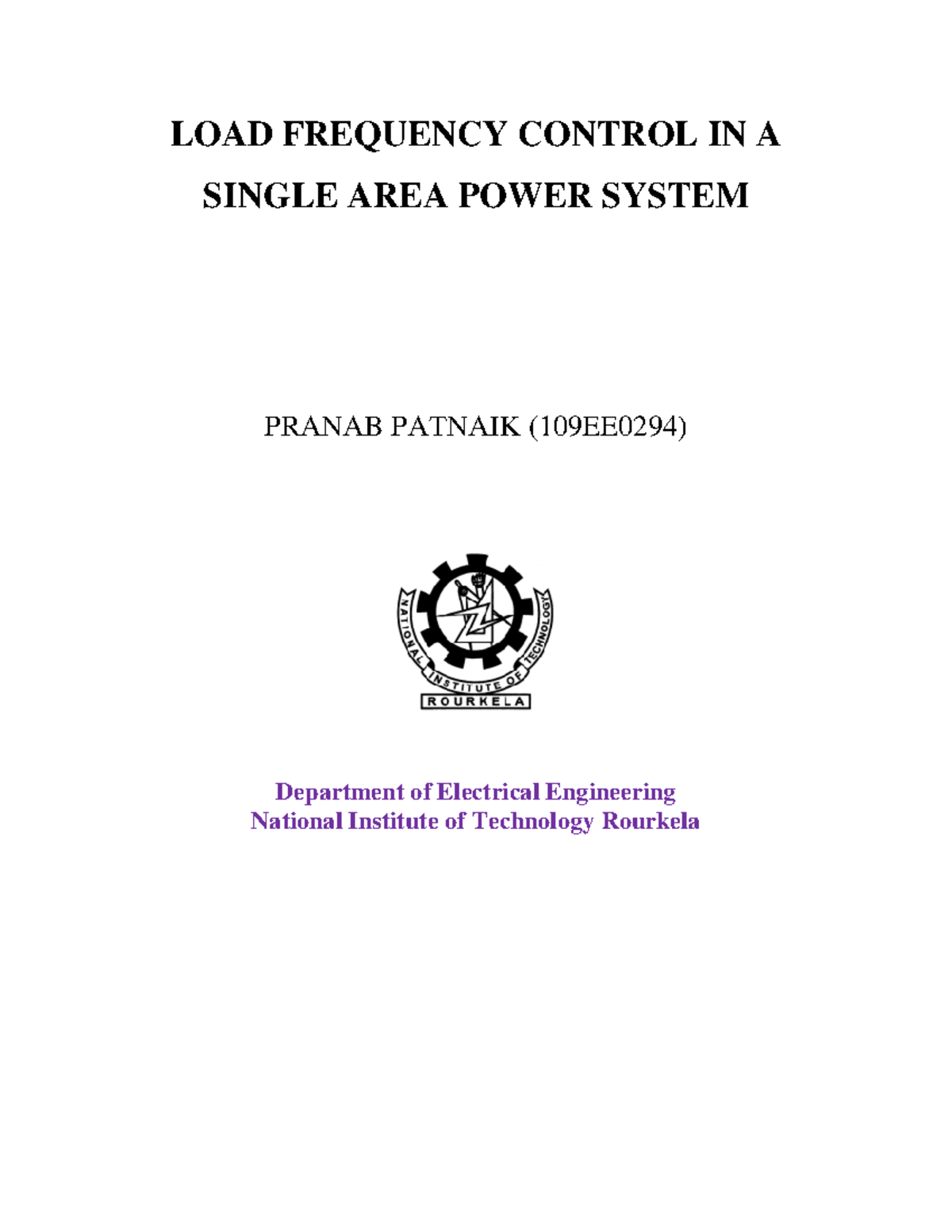 **EE309: Load Frequency Control Strategies in Single Area Power Systems ...