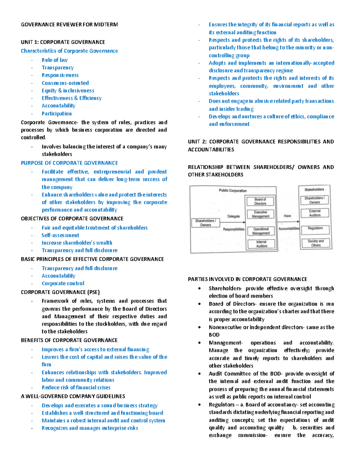 Governance Midterm Reviewer: Key Concepts & Frameworks Explained - Studocu