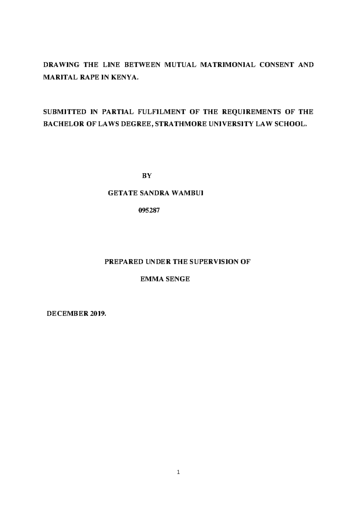 Drawing the Line: Mutual Matrimonial Consent vs. Marital Rape in Kenya ...