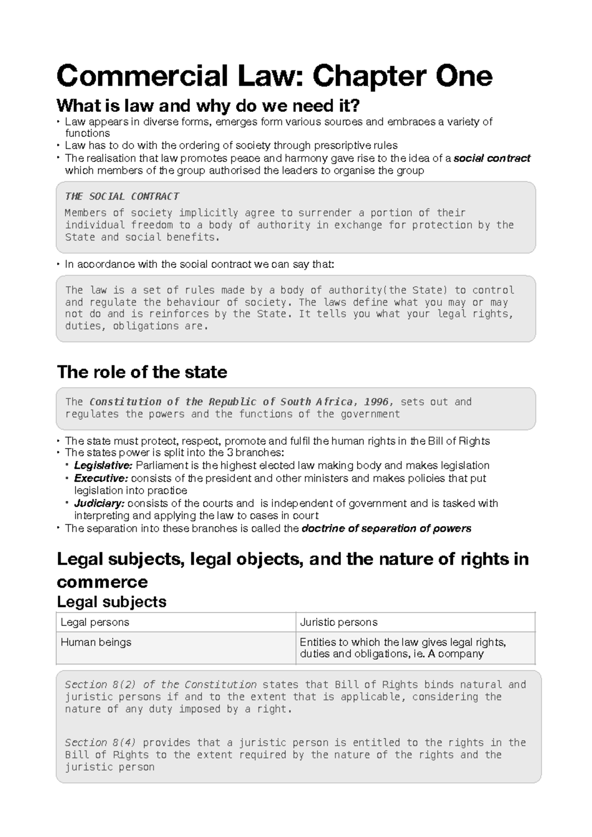 Commercial Law: Chapter 1 - Understanding Law and the Social Contract ...
