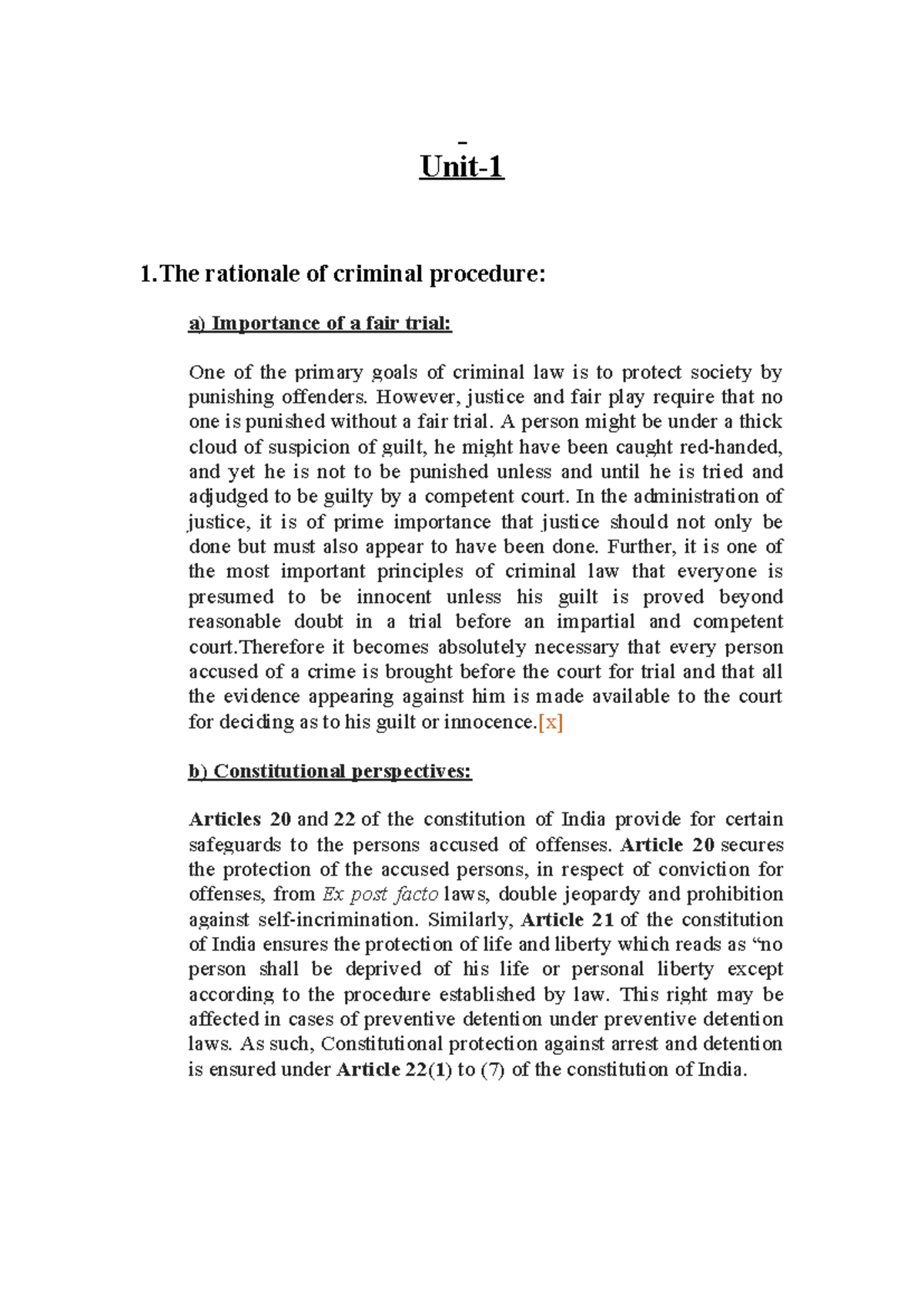 Unit 1 BNSS - Criminal Procedure Notes for AU Syllabus - Studocu