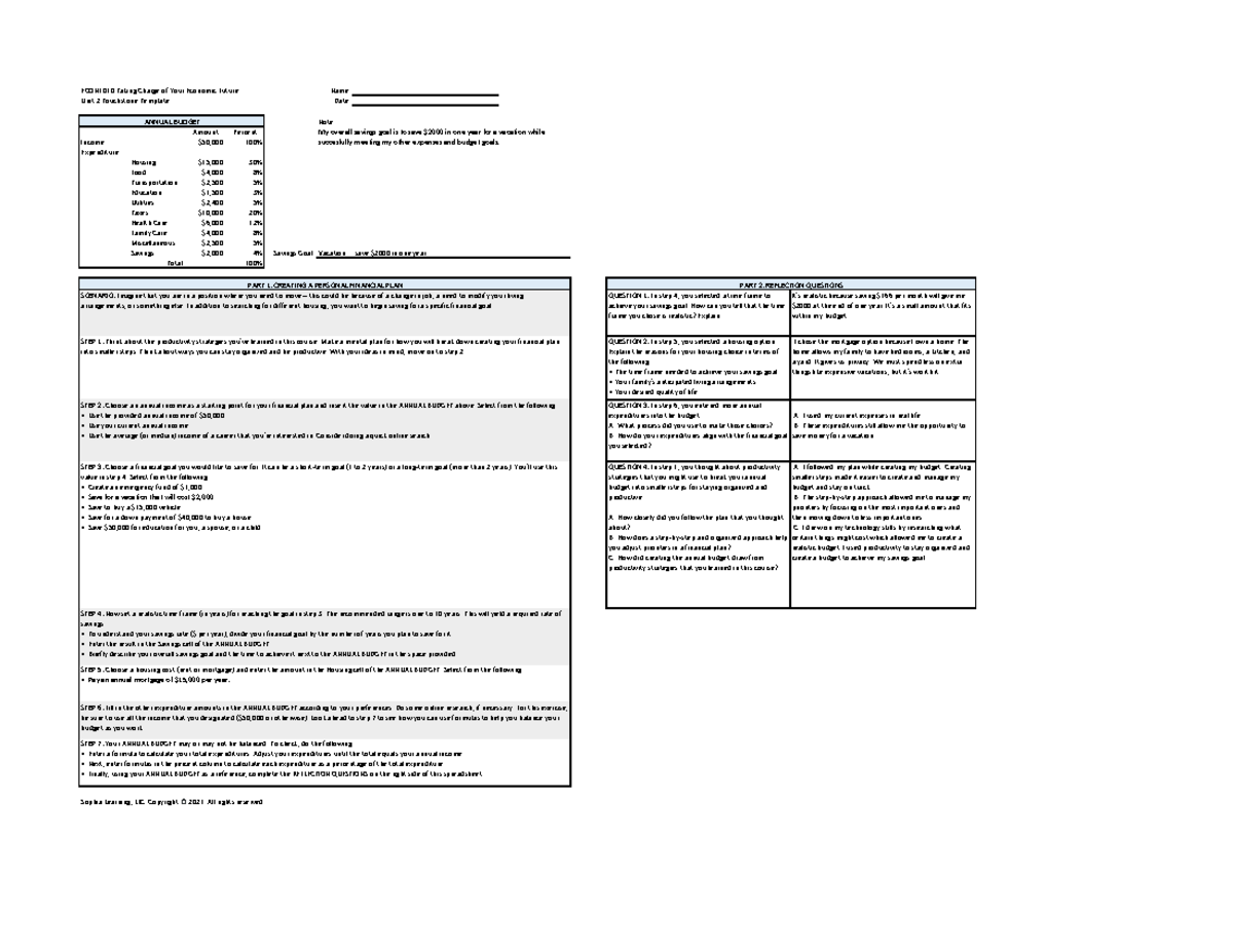 Unit 2 Touchstone Template - ECON1010 Taking Charge of Your Economic ...
