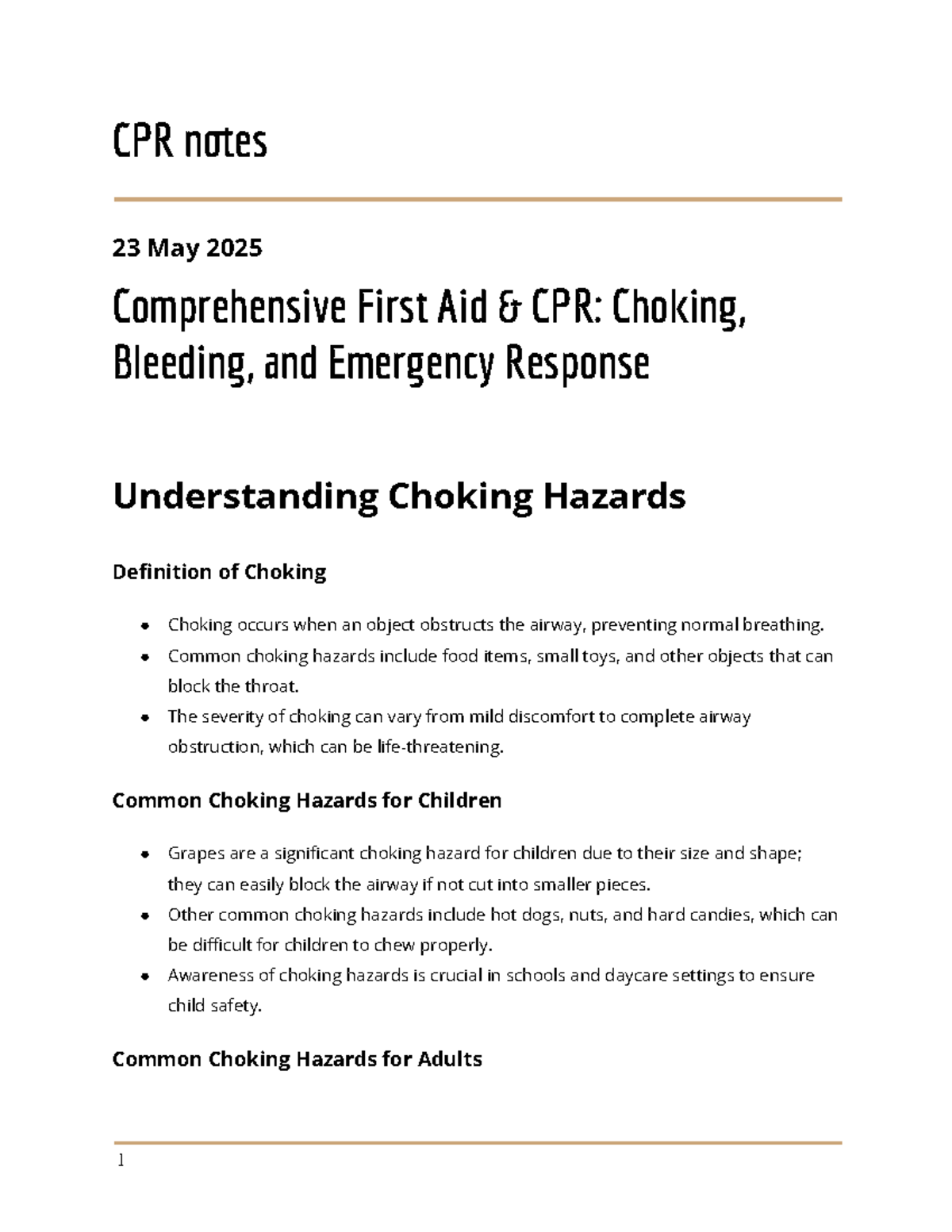 CPR Notes: Comprehensive First Aid for Choking & Emergency Response ...
