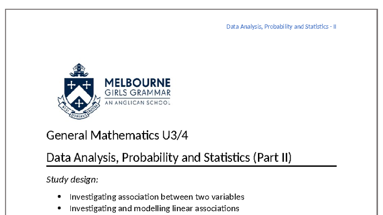 12GM Class Notes: Data Analysis, Probability & Statistics II (Ch. 2-4 ...
