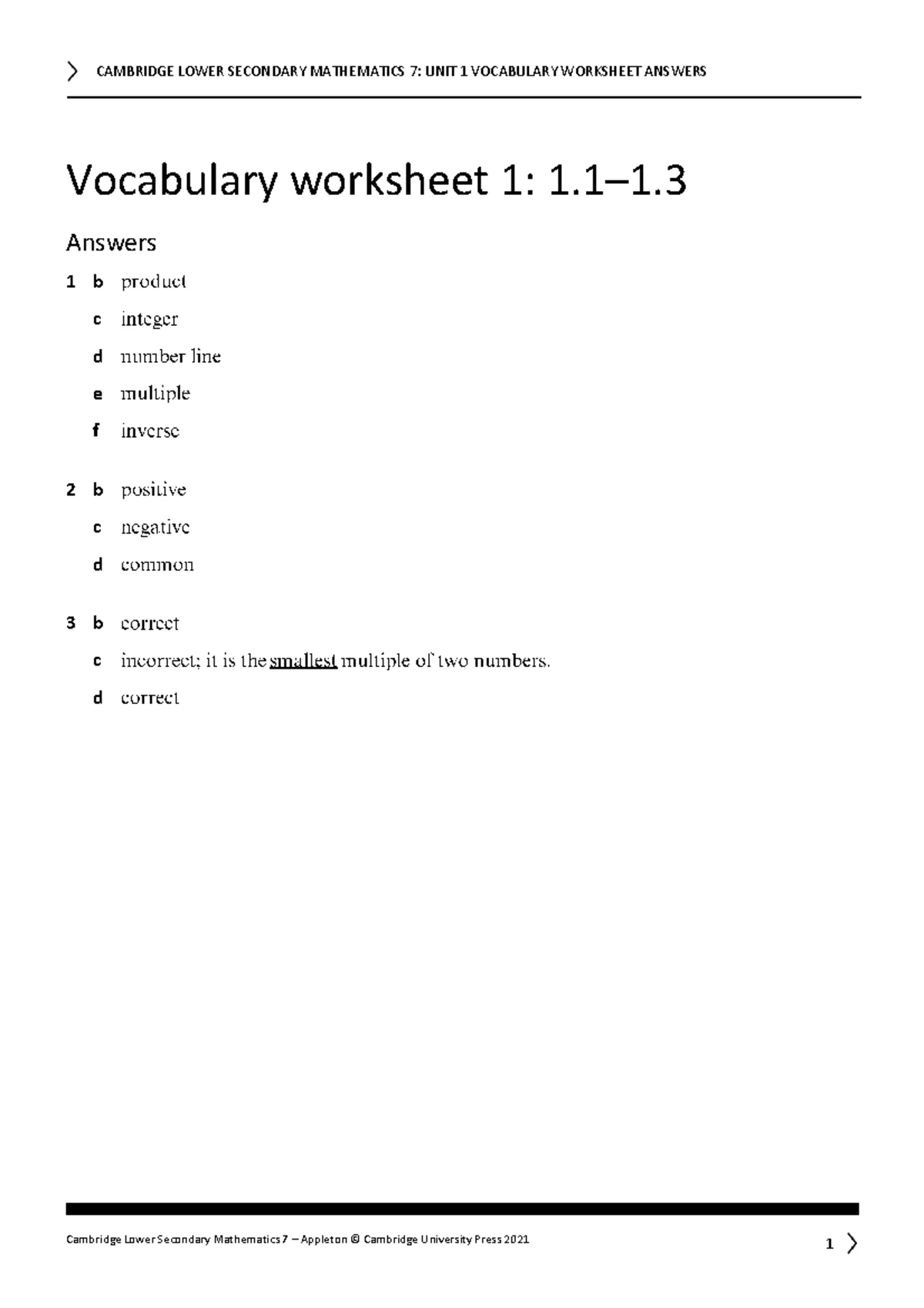 Cambridge LS Mathematics 7 workbook answers - CAMBRIDGE LOWER SECONDARY ...