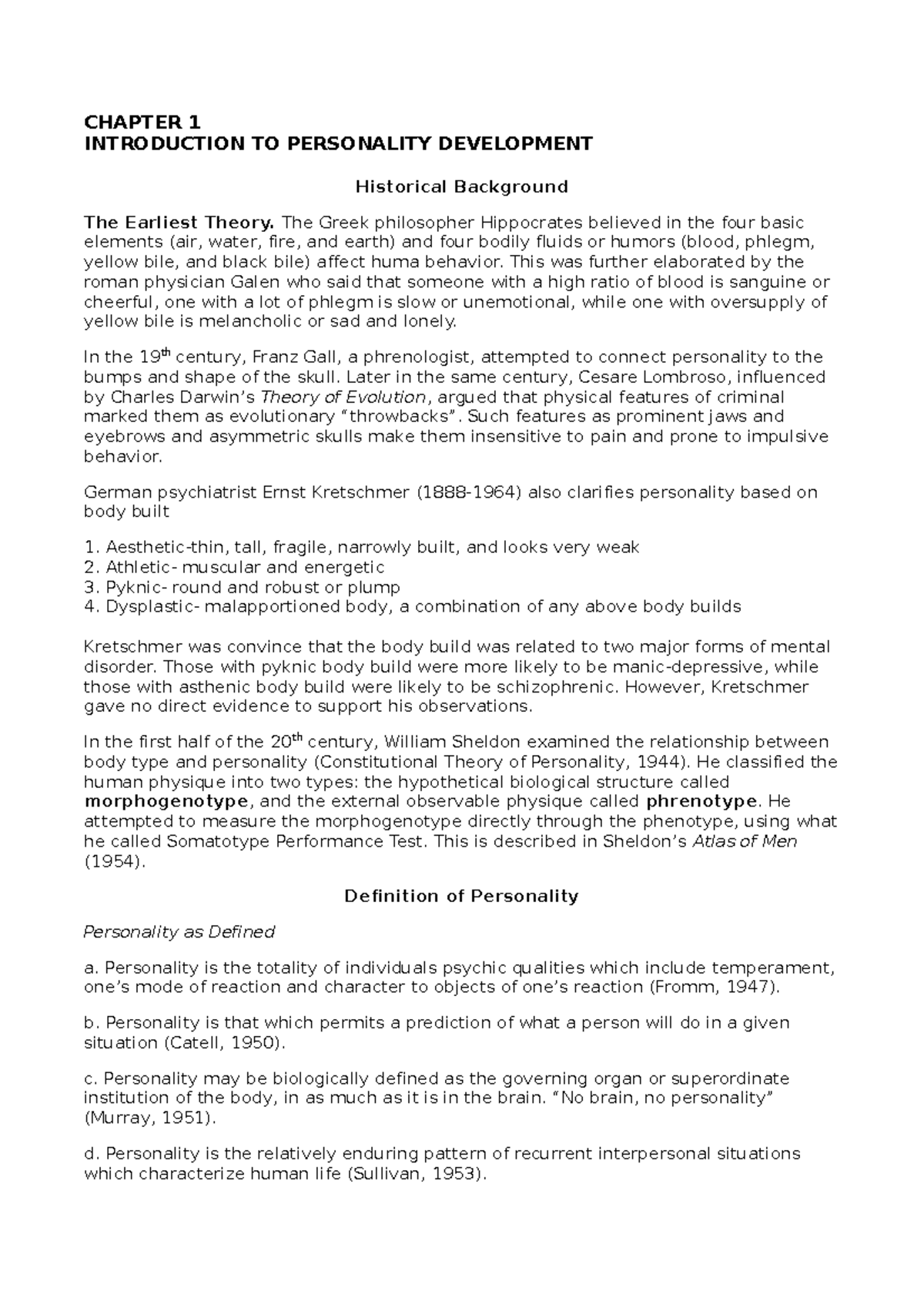 IC1 Chapter-1 - IC 1 - Personality Development Chapter 1 - CHAPTER 1 ...