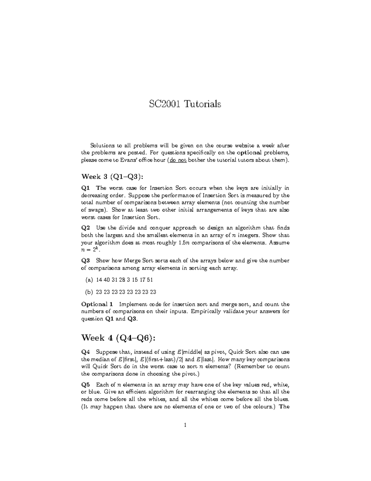 SC2001 Tutorial Solutions for Weeks 3 to 5 Problems - Studocu