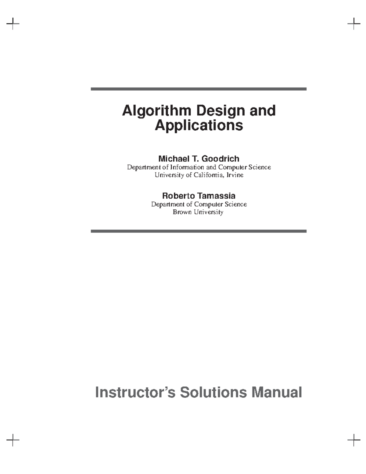 Instructor's Solutions Manual to Algorithm Design and Applications (CS 123) - Studeersnel