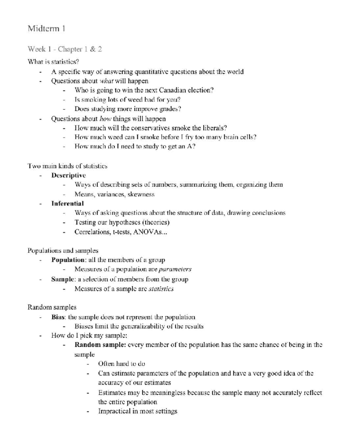 Midterm 1 PS 296: Introduction to Statistics and Data Analysis - Studocu