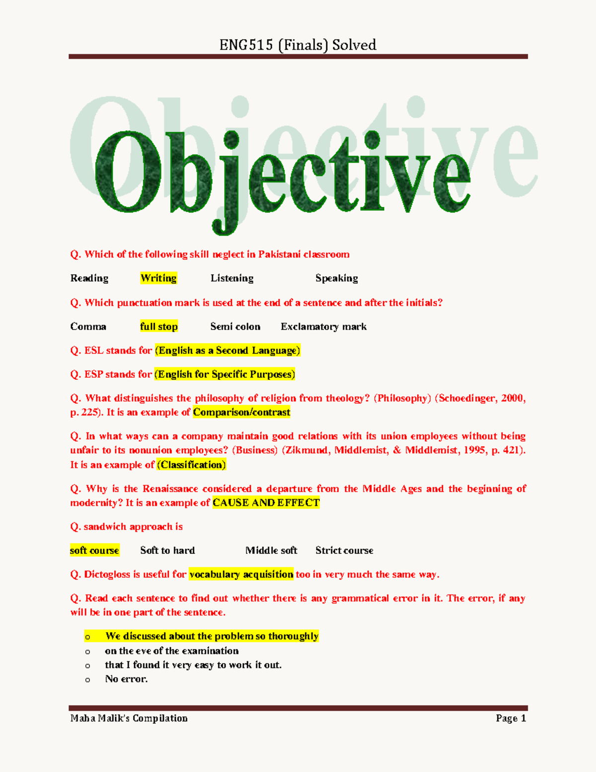 ENG515 (Finals) Comprehensive Guide to ESL Skills and Teaching ...
