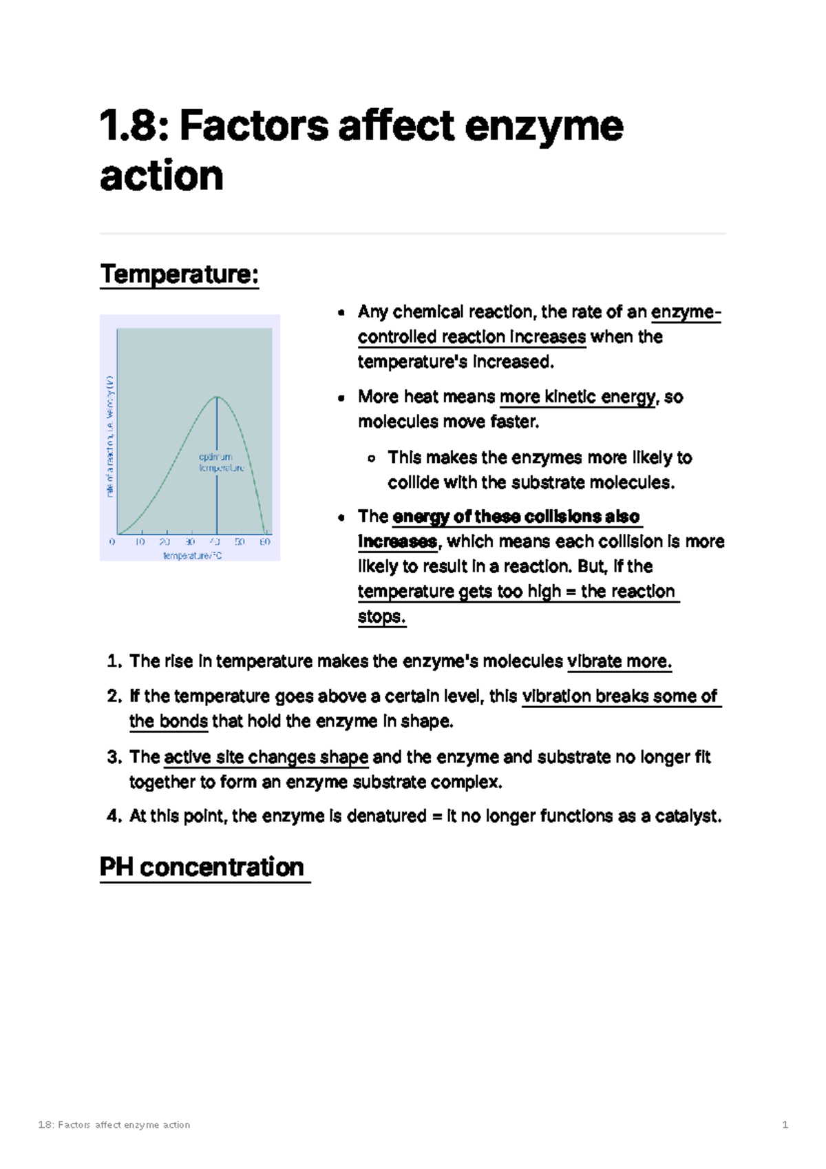 Factors Affecting Enzyme Action: Temperature, pH, and Concentration ...