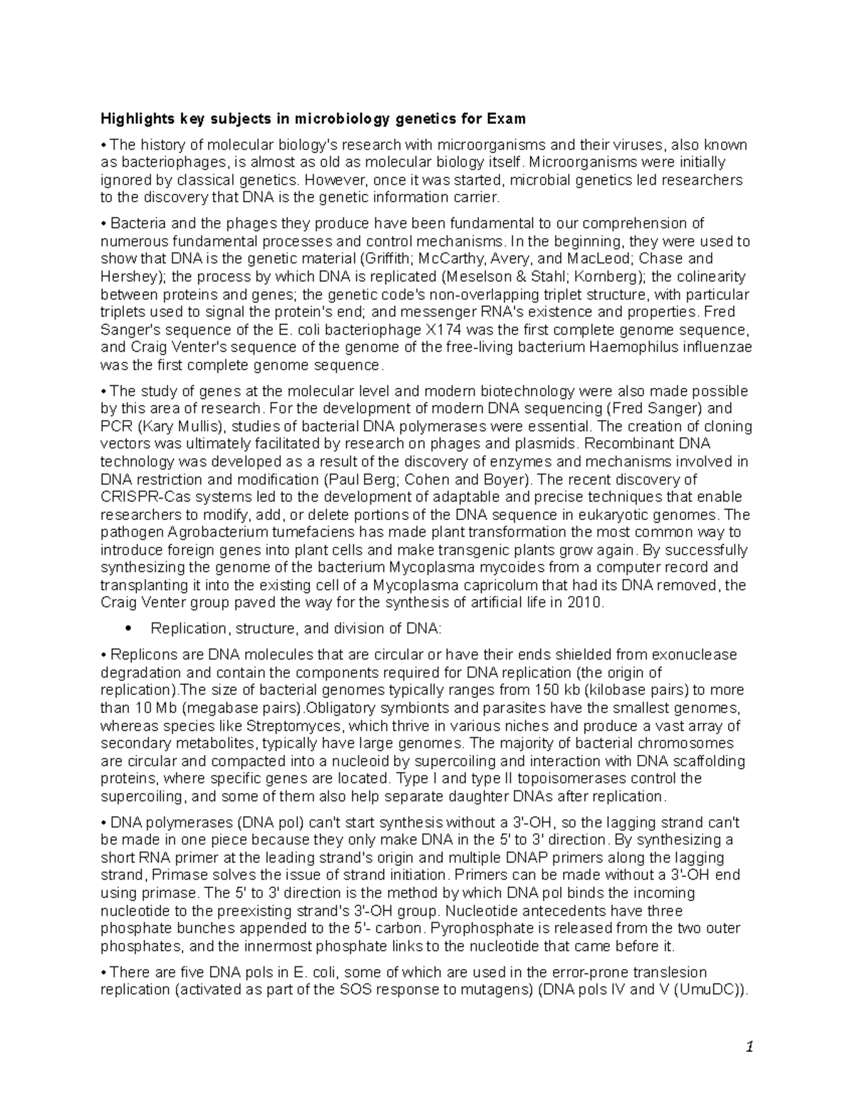 Microbial Genetics Key points - Highlights key subjects in microbiology ...