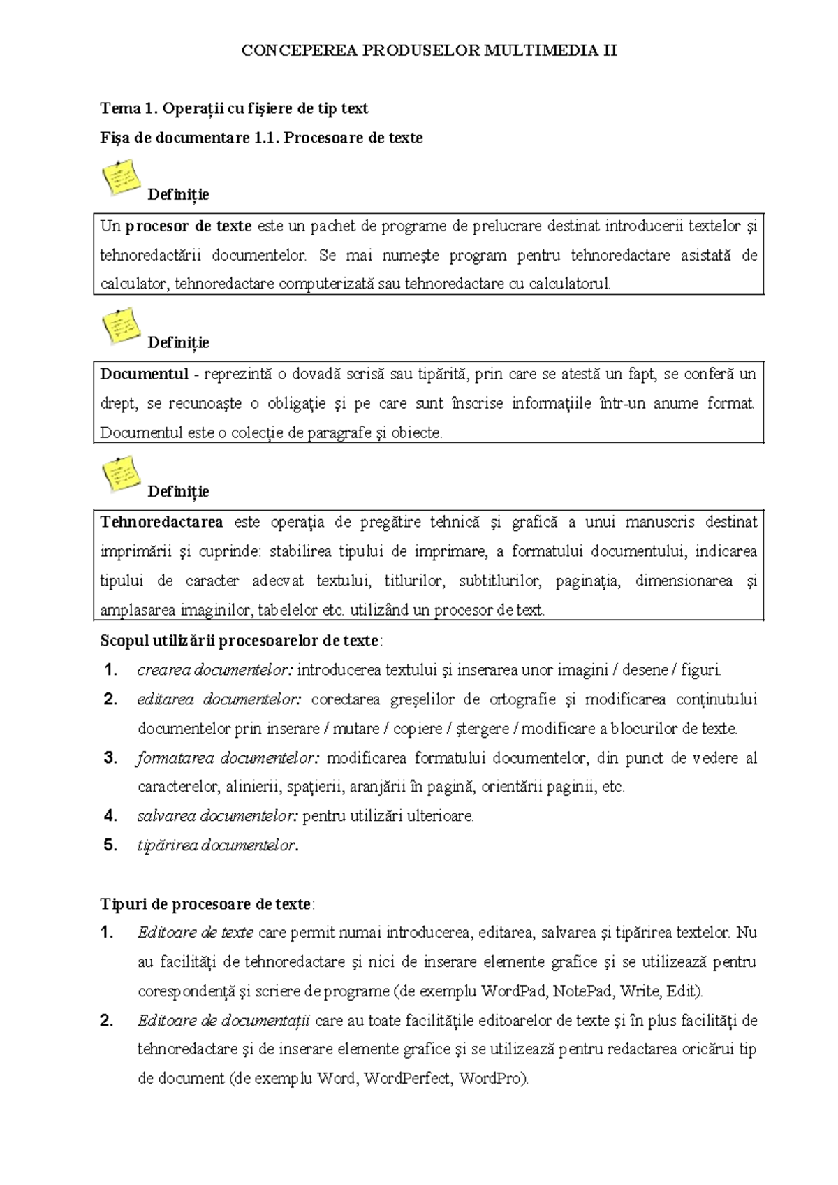 Cursuri II - Tehnoredactare şi Procesare Documente Multimedia - Partea ...