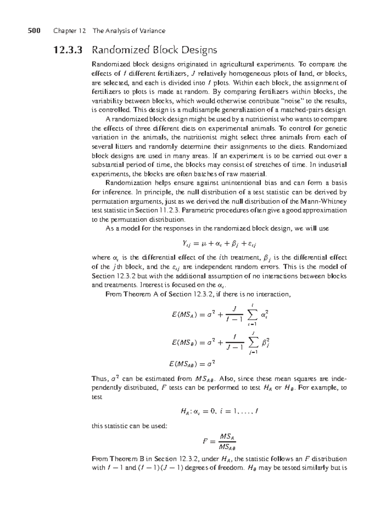 500 Chapter 12: Analysis of Variance & Randomized Block Designs - Studocu