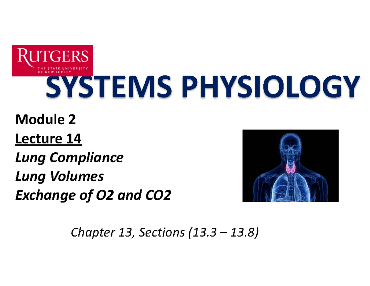 Systems Physiology Module 2: Lung Compliance & Gas Exchange Lecture ...