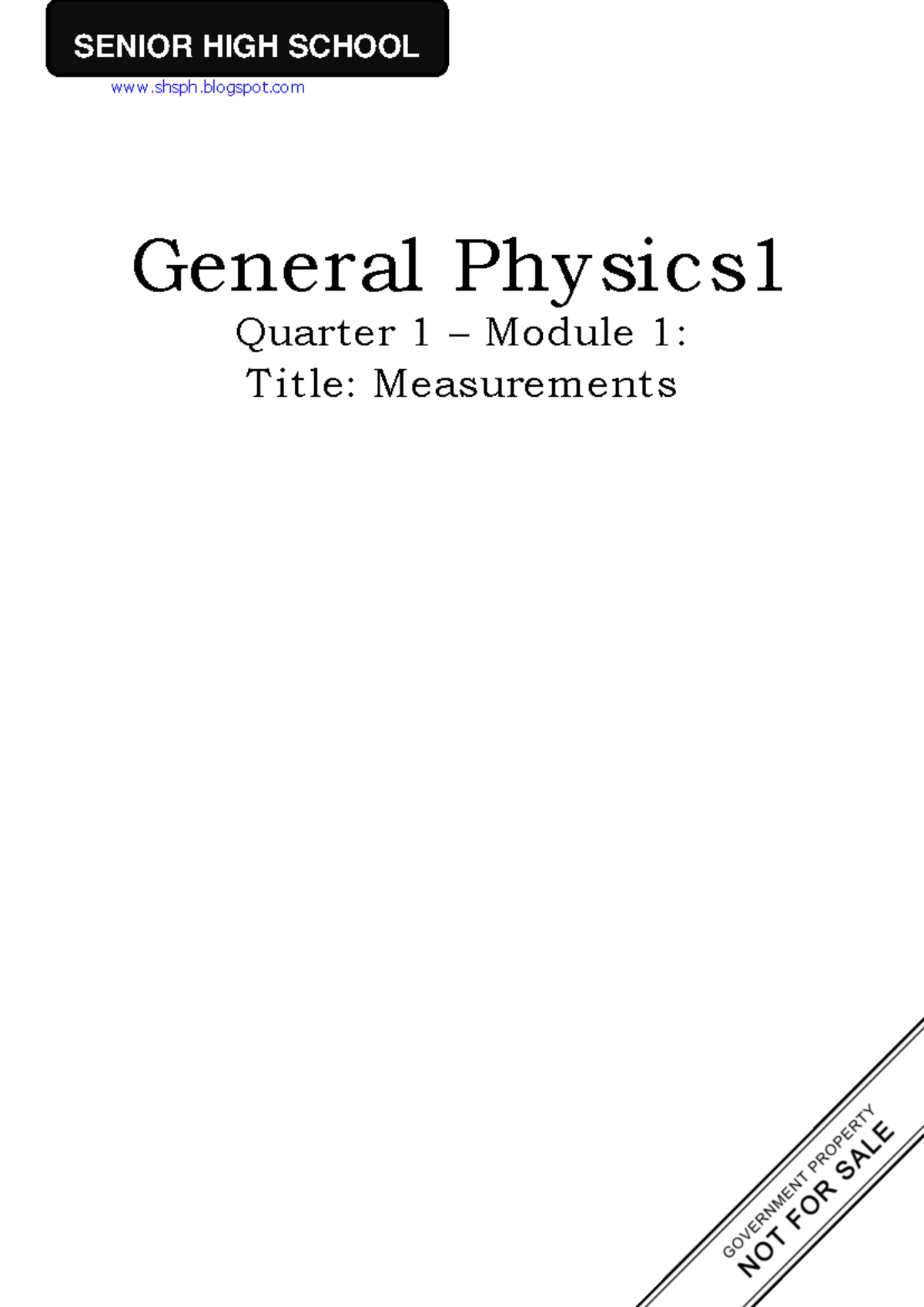 General Physics 1 (GP12) Quarter 1 ADM Module: Measurements ...