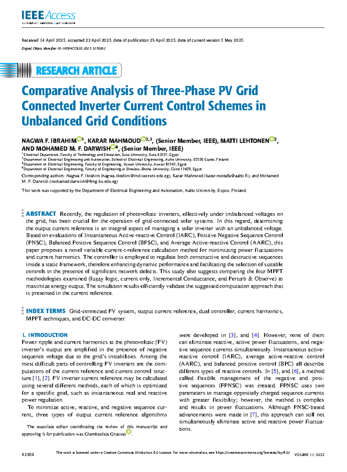 Comparative Analysis of PV Inverter Control Schemes Under Unbalanced ...