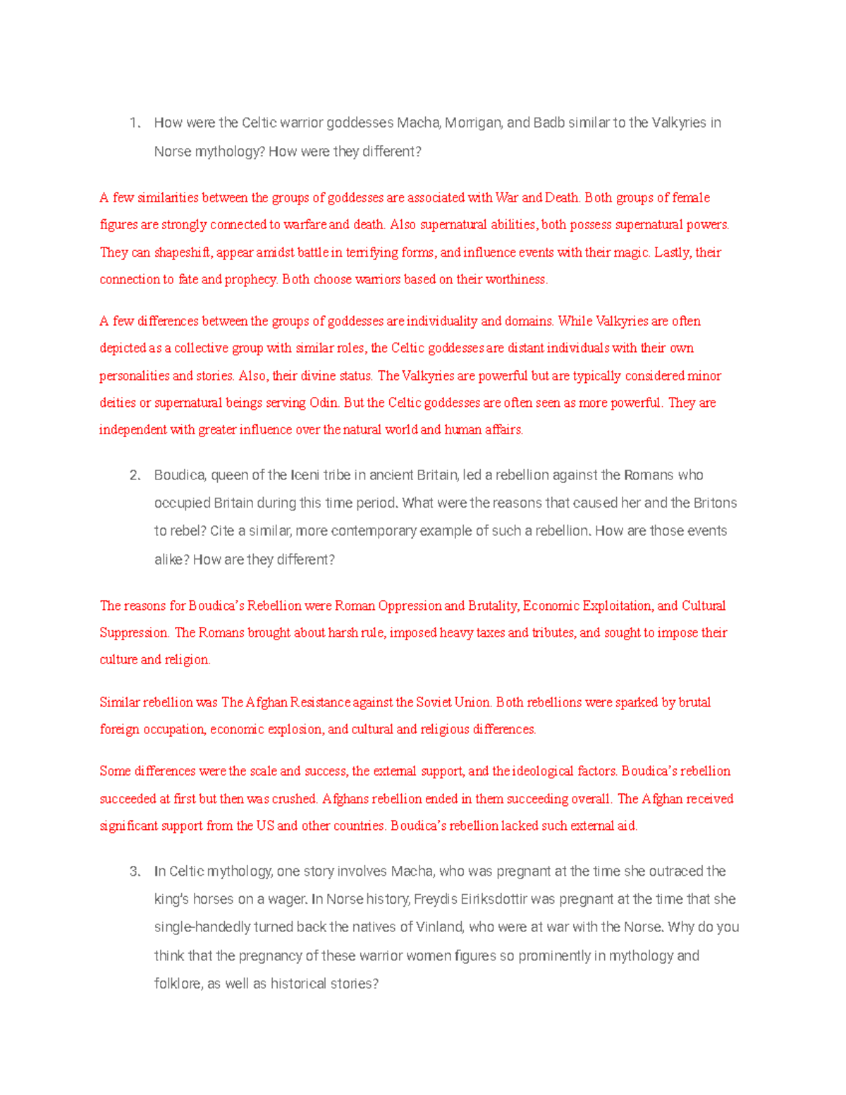 Unit 2 Critical Thinking Questions Mythology - How were the Celtic ...