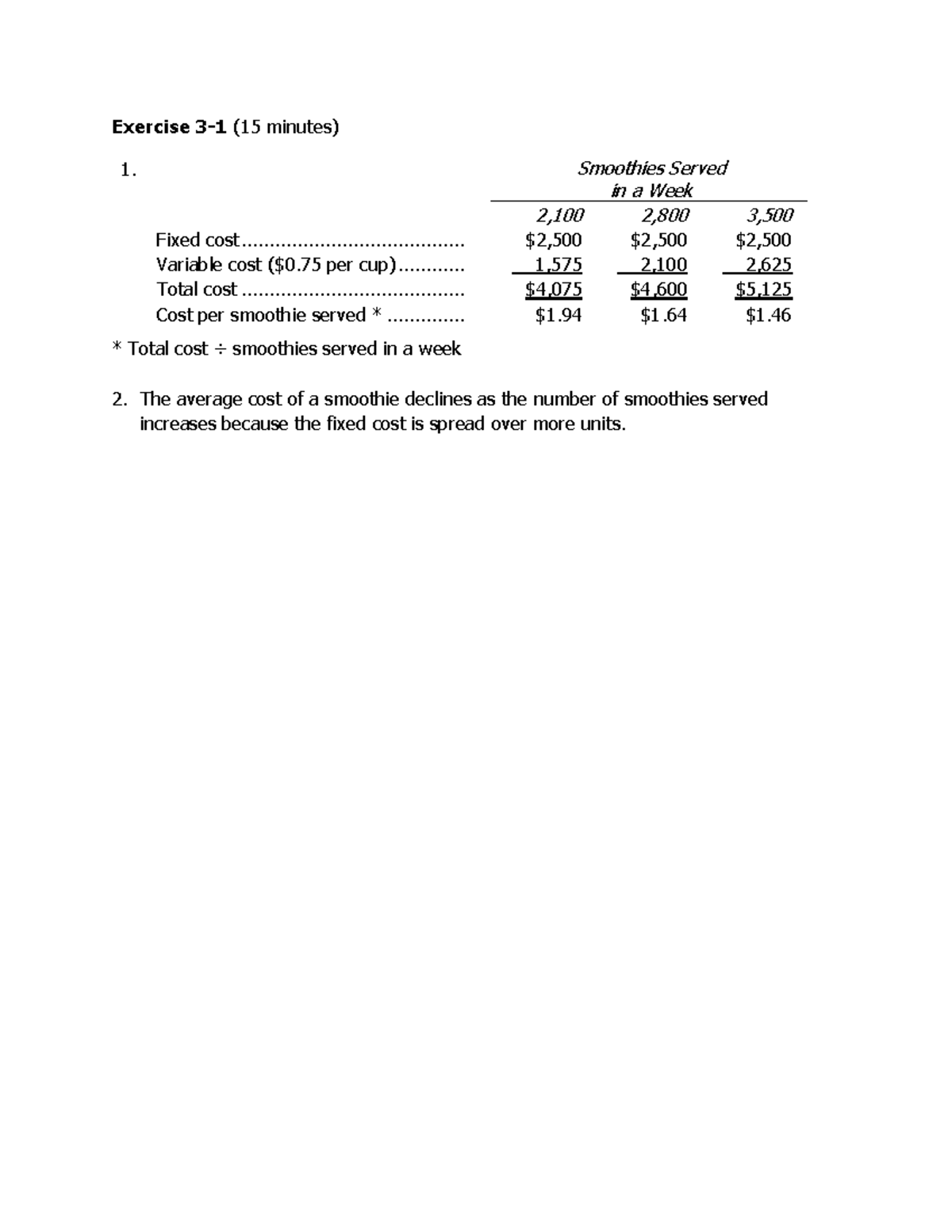 Chapter 3 Practice Solutions: Cost Analysis Exercises - Studocu