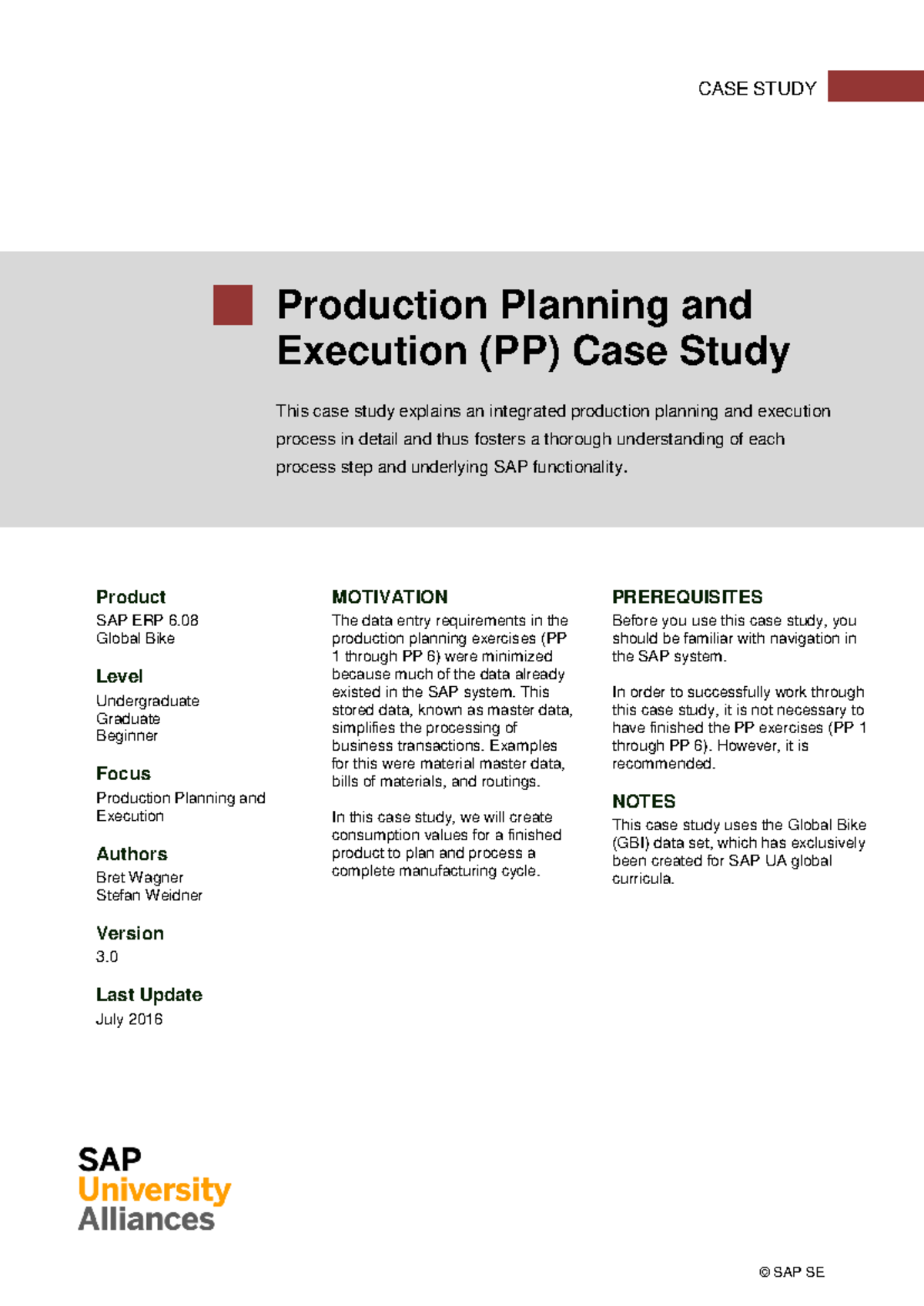 CASE STUDY Production Planning & Execution (PP) with GBI Data - Studocu