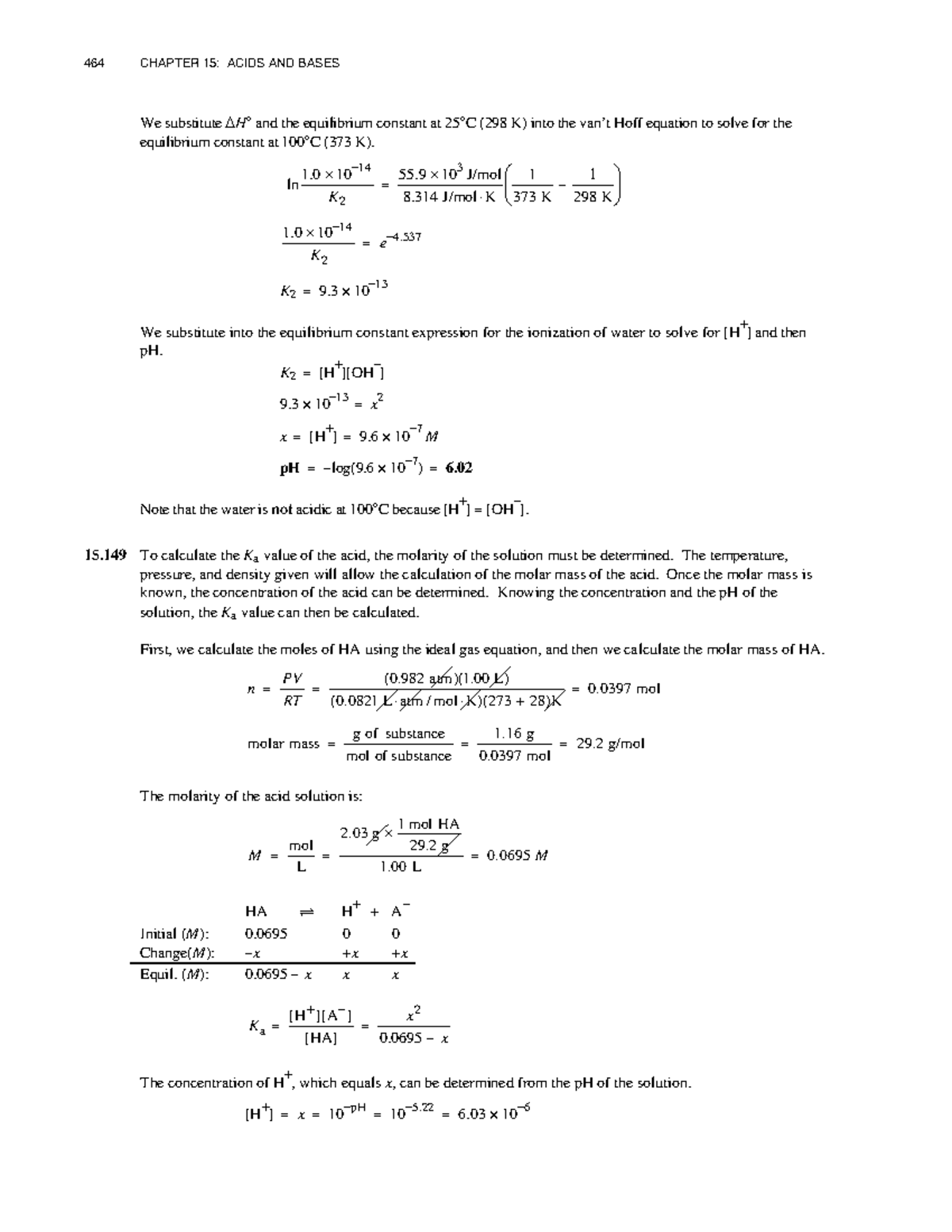 464 CHAPTER 15: ACIDS AND BASES - Chemistry Solutions Manual - Studocu