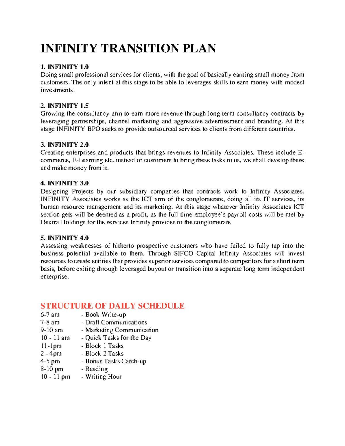 Infinity Transition Plan: Stages of Growth and Development - Studocu