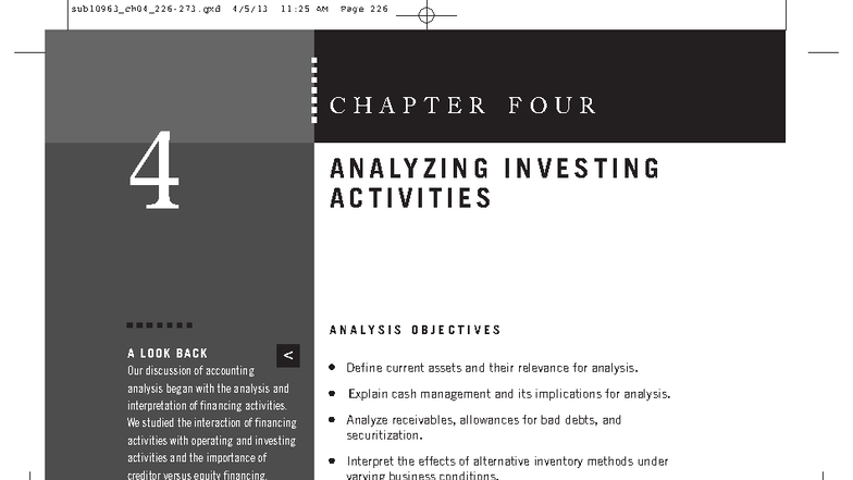 Analyzing Investing Activities: Chapter 4 Insights from PTTC Textbook ...