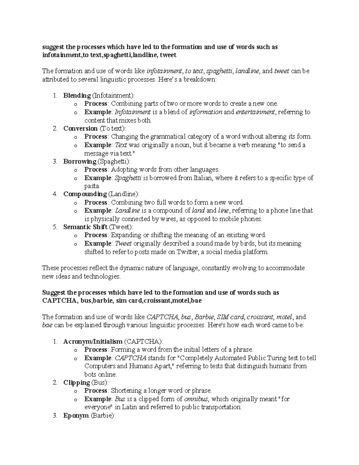 Yr 13 Unit 7 - Notes on Language Change Processes and Terminology - Studocu