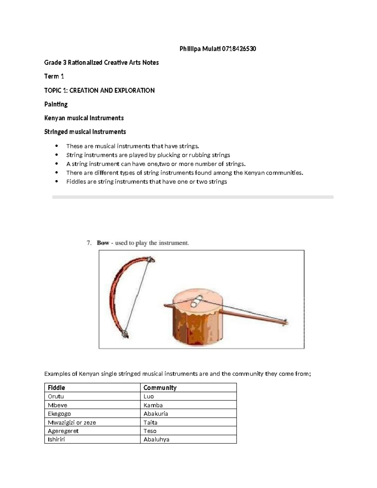 Grade 3 Creative Arts Notes: Term 1 Overview and Activities - Studocu