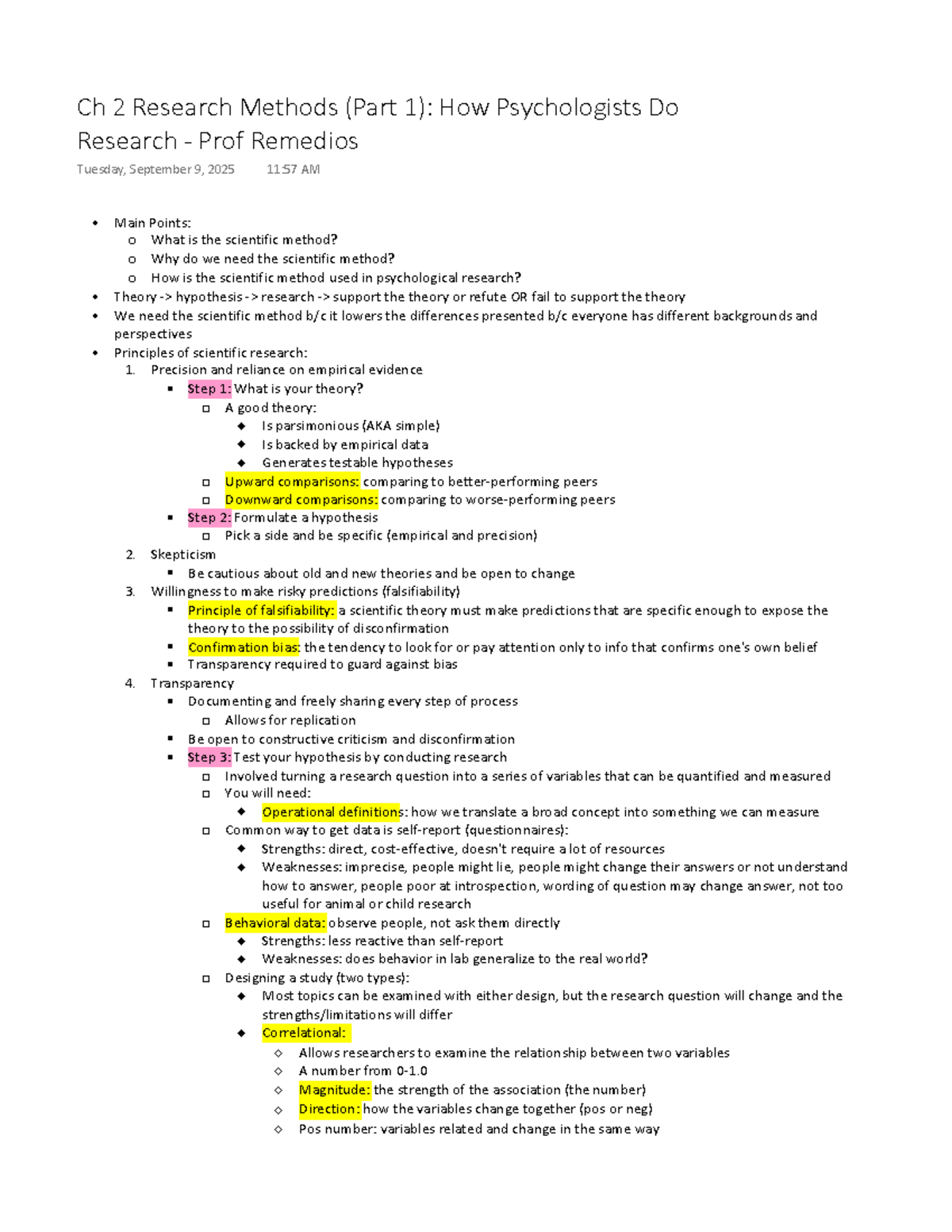 Ch 2 Research Methods (Part 1): The Scientific Method in Psychology - Studocu