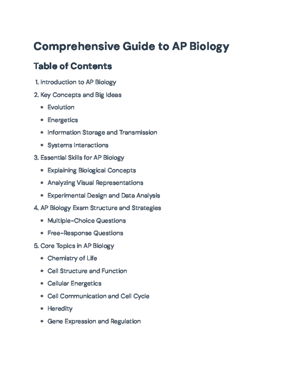 AP Biology Comprehensive Study Guide and Exam Preparation Strategies ...
