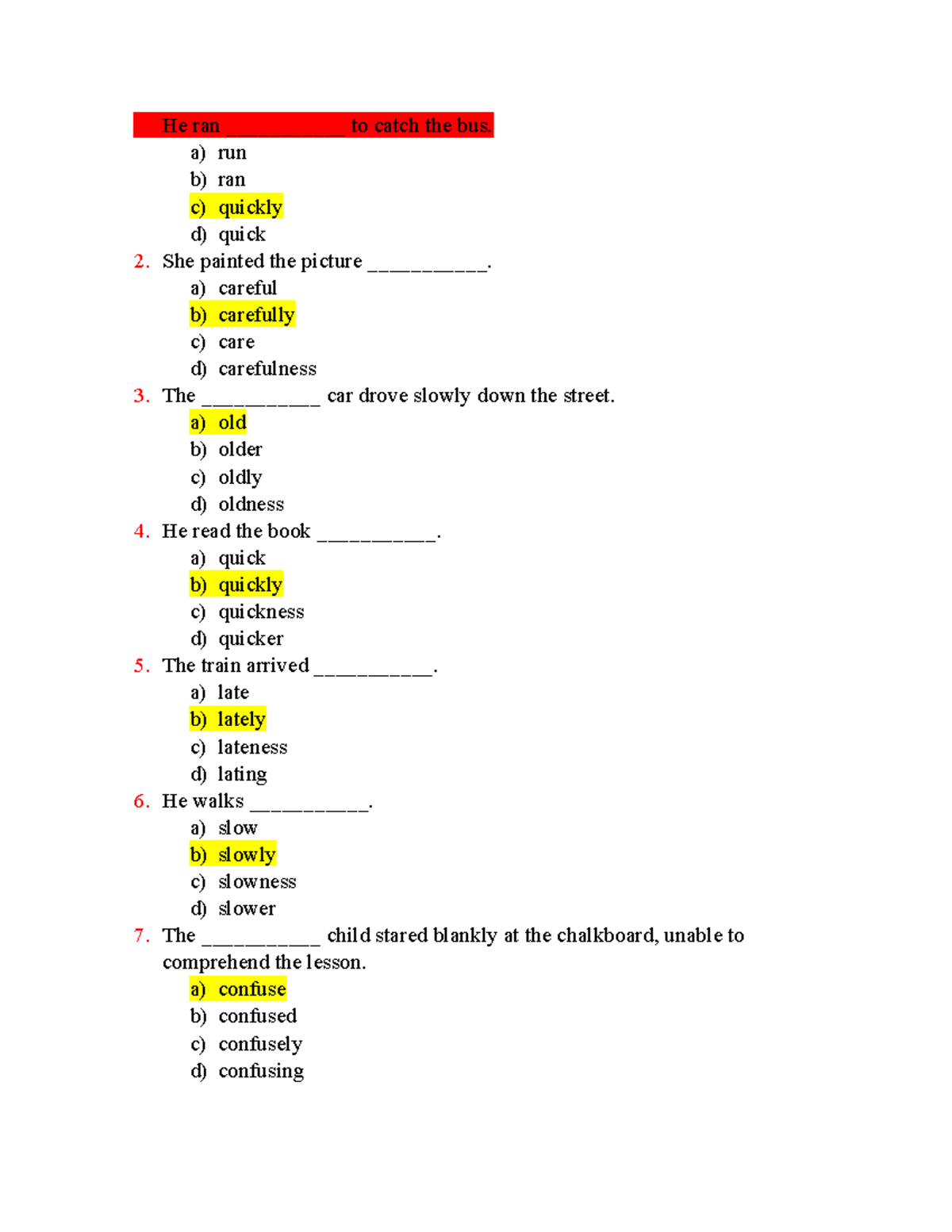 21 ADV+ADJ Questions - English Grammar Practice - Studocu