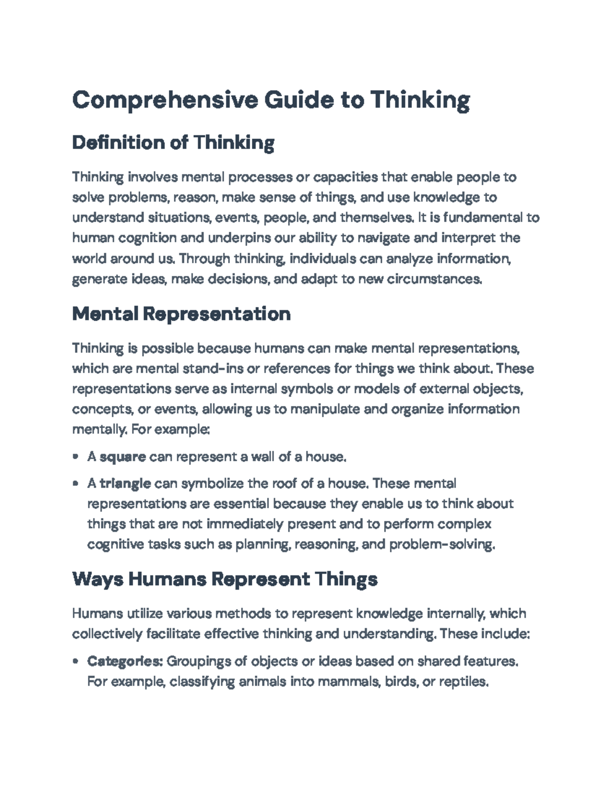 Comprehensive Guide to Thinking: Mental Processes & Representations ...