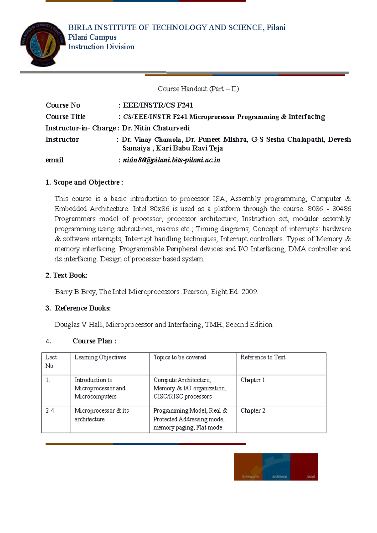 Cs f241 microprocessor programming interfacing 1N - BIRLA INSTITUTE OF ...