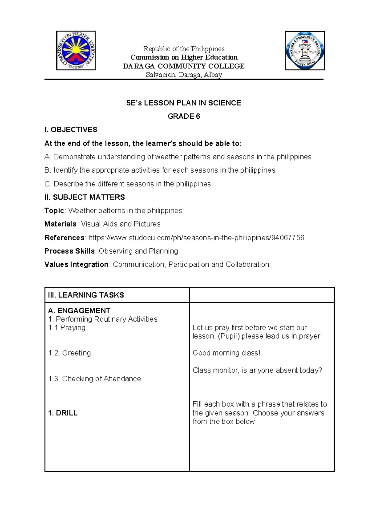 Grade 6 Science Lesson Plan: Understanding Weather Patterns in the ...