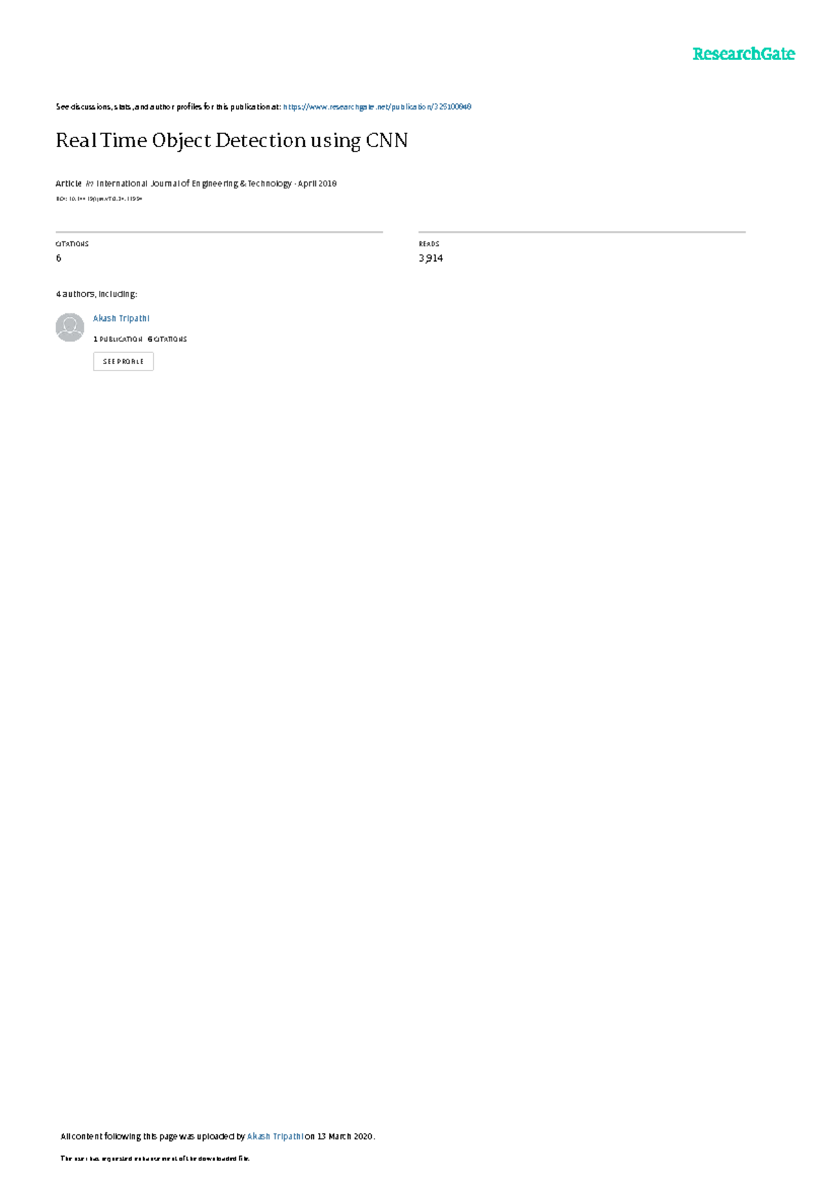Real Time Object Detection Using CNN: A Hybrid Approach - Studocu