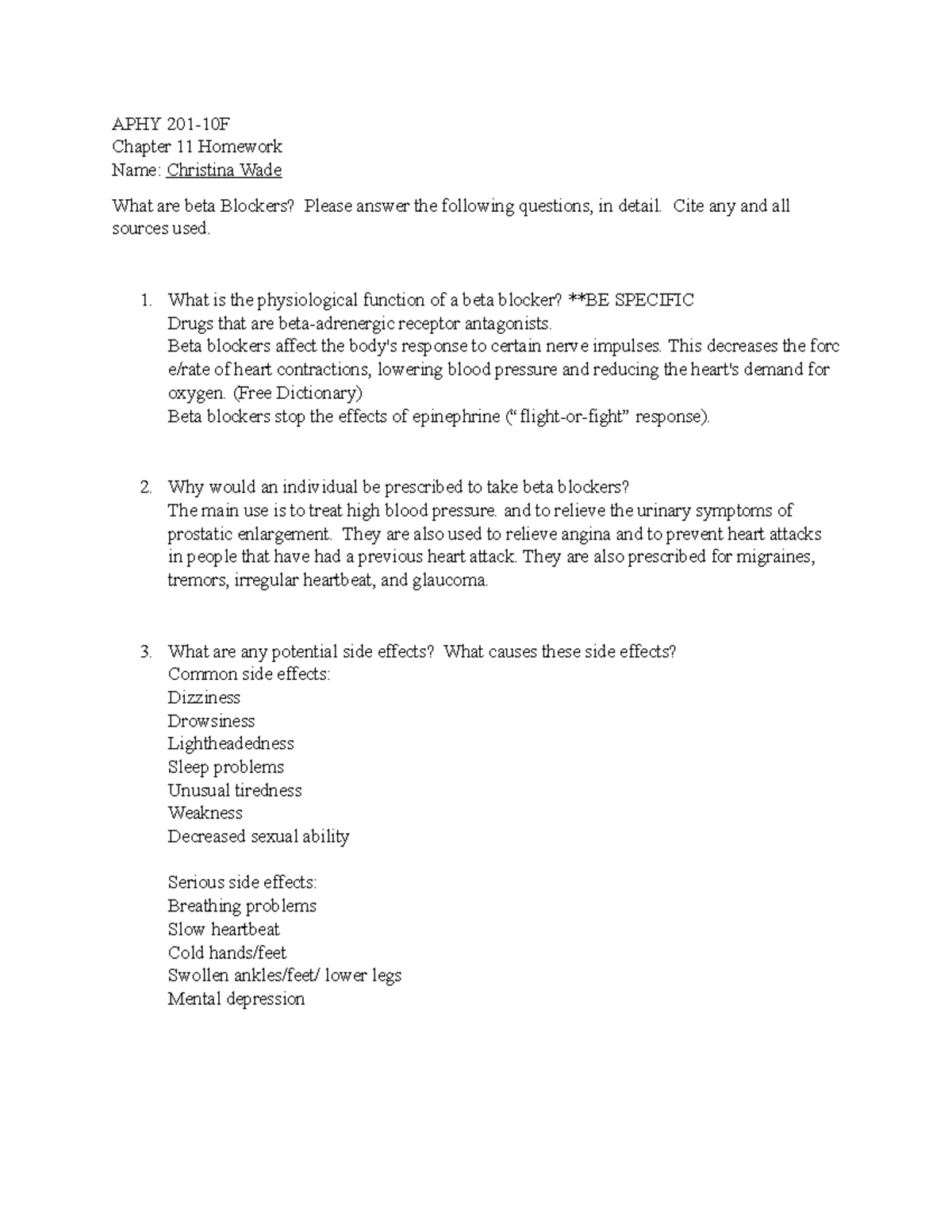 chapter 11 homework assignment - APHY 201-10F Chapter 11 Homework Name ...