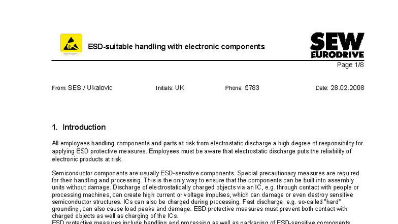Handling Electronic Components - ESD Guidelines (EDS 101) - Studocu