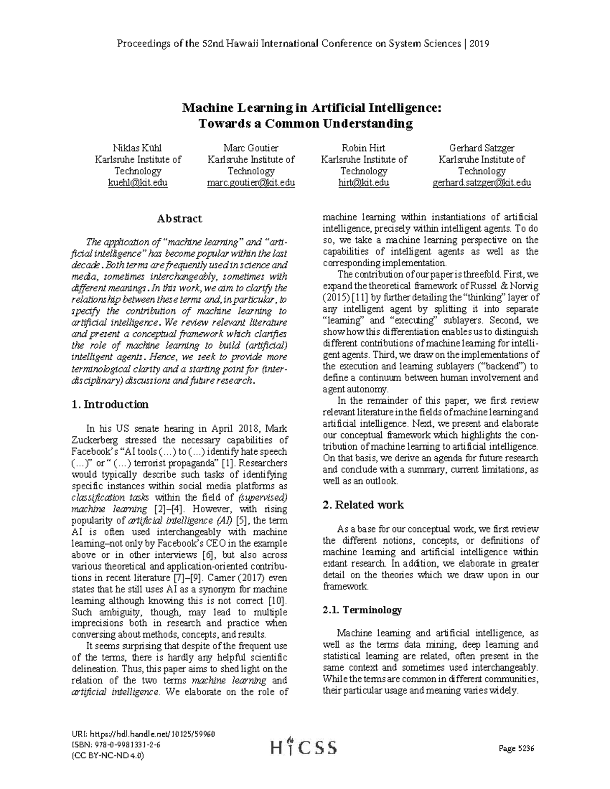 Machine Learning and AI: Clarifying Their Relationship - HICSS 2019 ...
